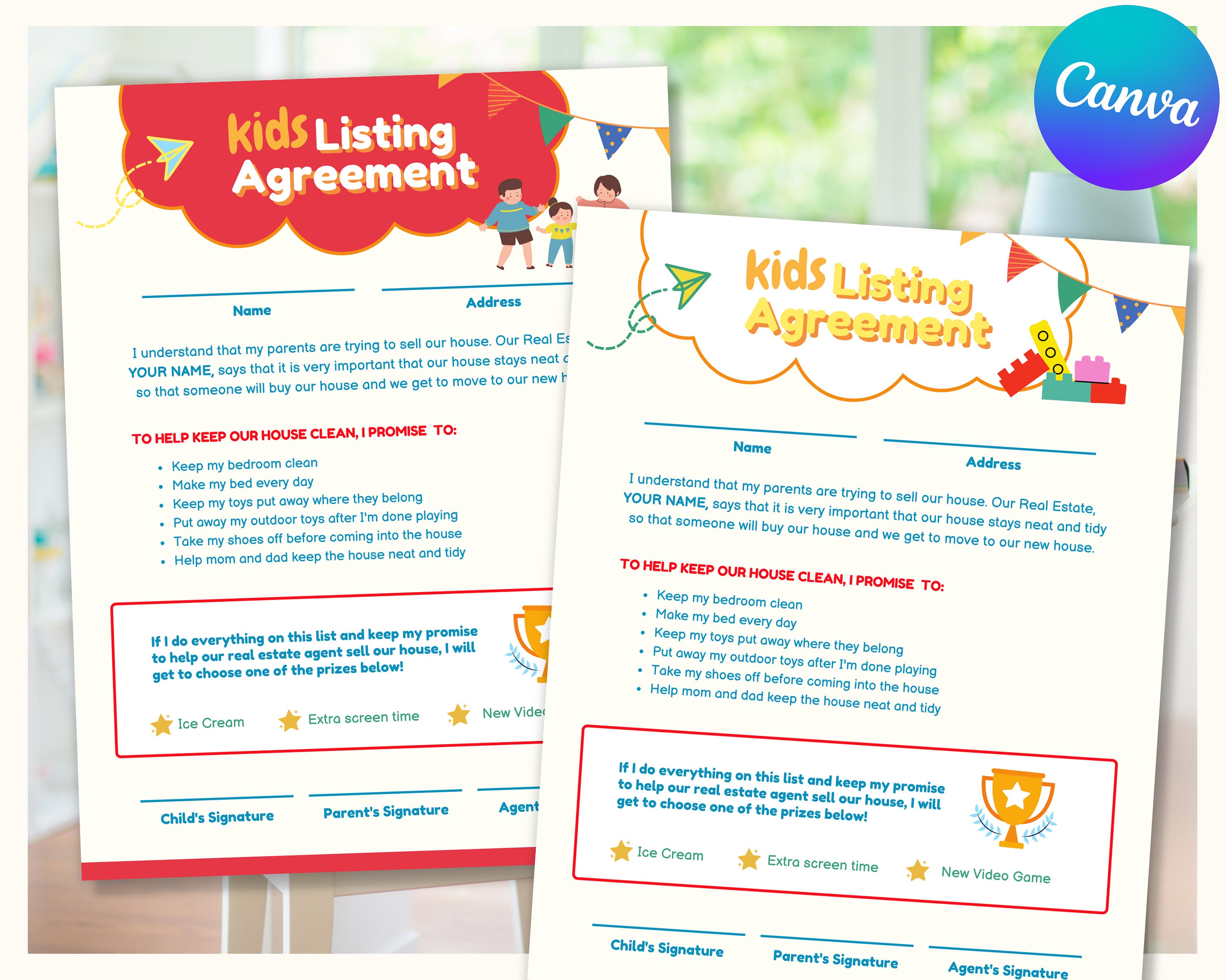 Real Estate Kids Listing Agreement Real Estate Marketing - Etsy