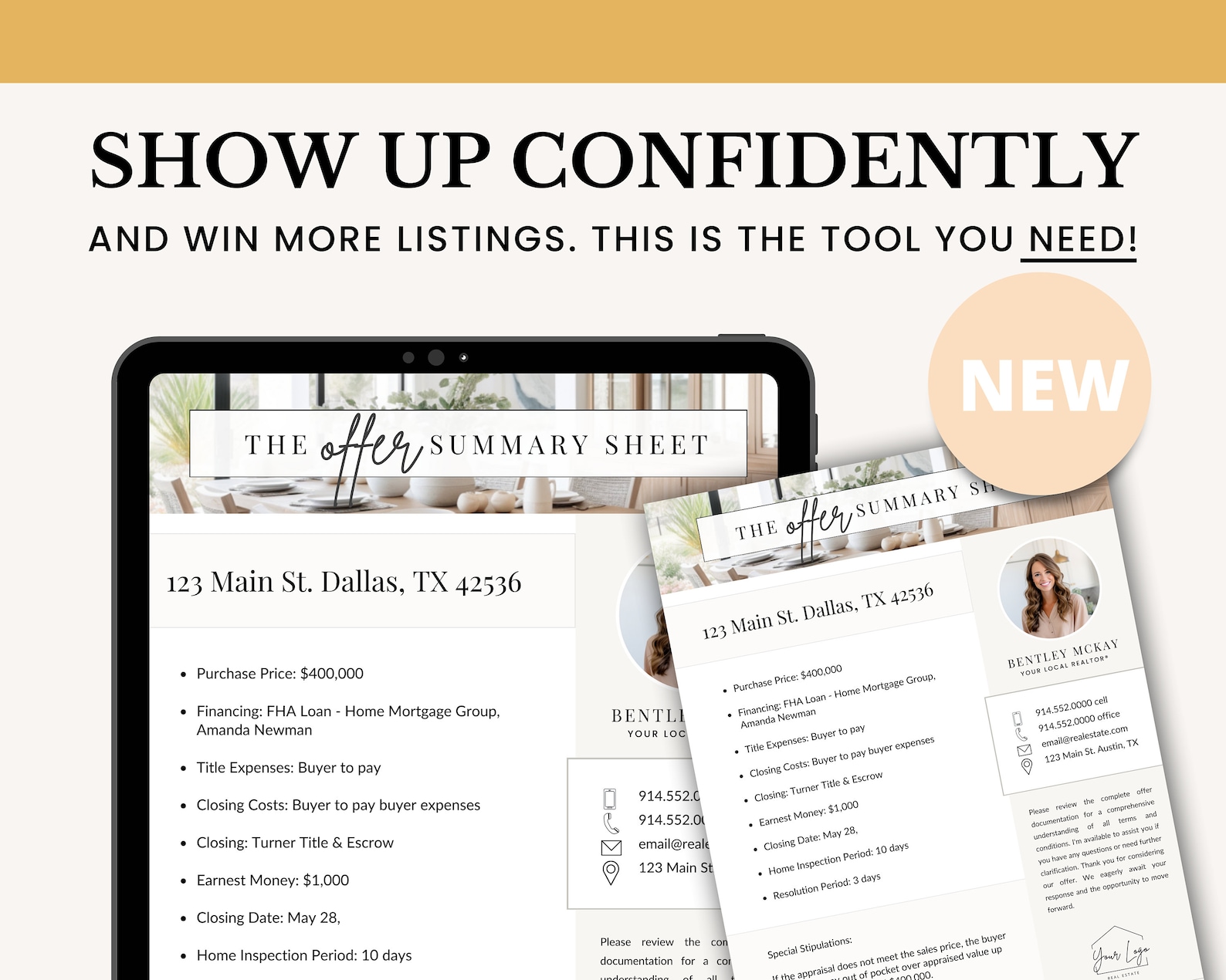 Offer Summary Cover Sheet | Real Estate Marketing | Multiple Offer ...
