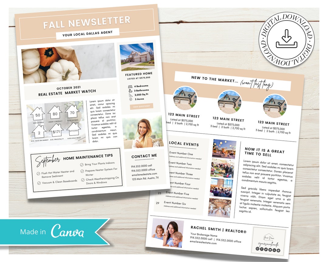 Fall Real Estate Newsletter | Fall Neighborhood Letter | Fall Real ...