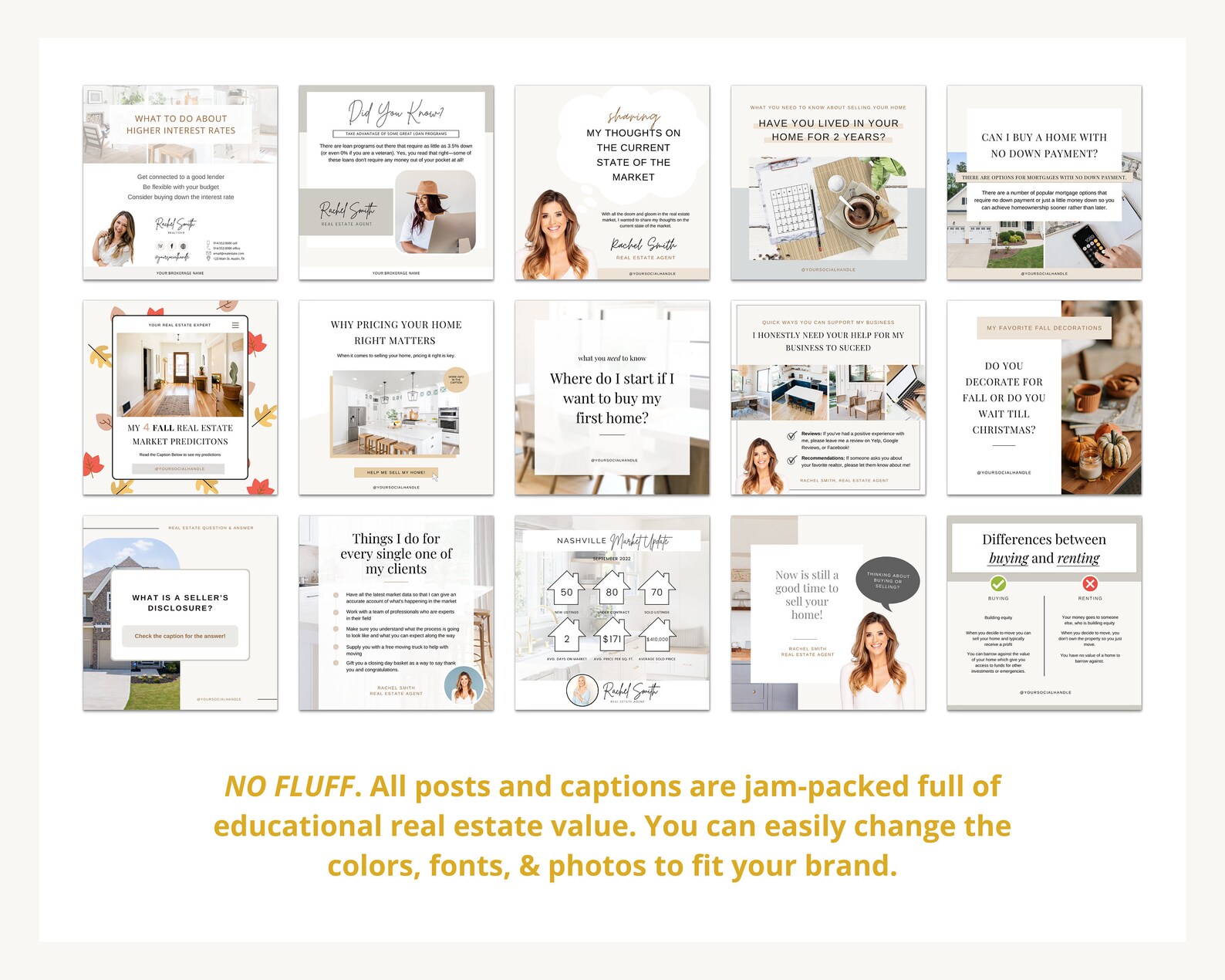 September Real Estate Captions & 30 Matching Real Estate Canva - Etsy