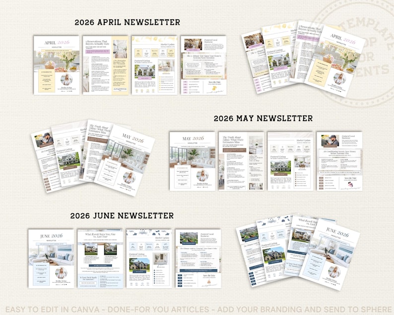 2026 Real Estate Newsletter Template Bundle | Real Estate Yearly ...
