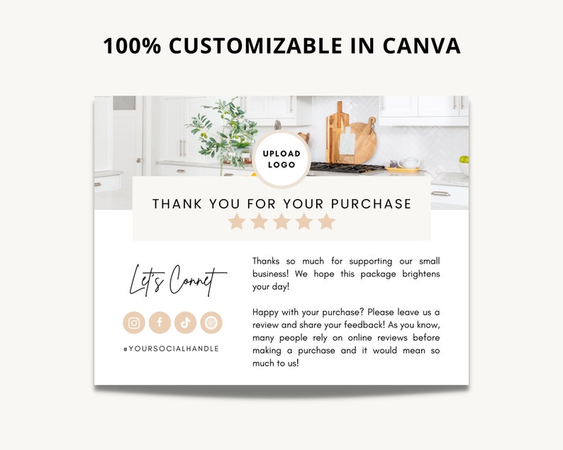 Thank You Card Template | Small Business Packaging Note | Review ...