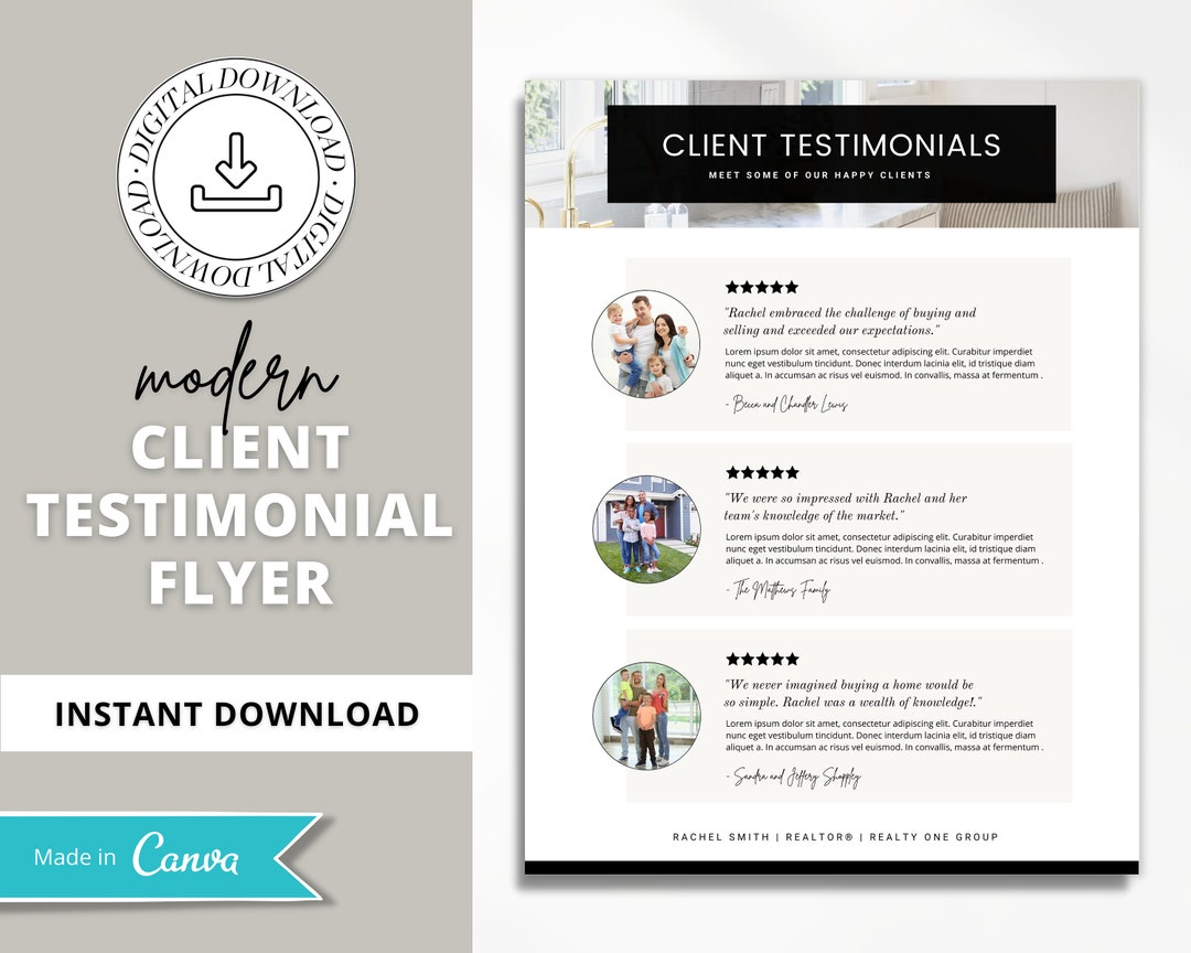 Real Estate Testimonials Flyer | Real Estate Marketing | Client Reviews ...