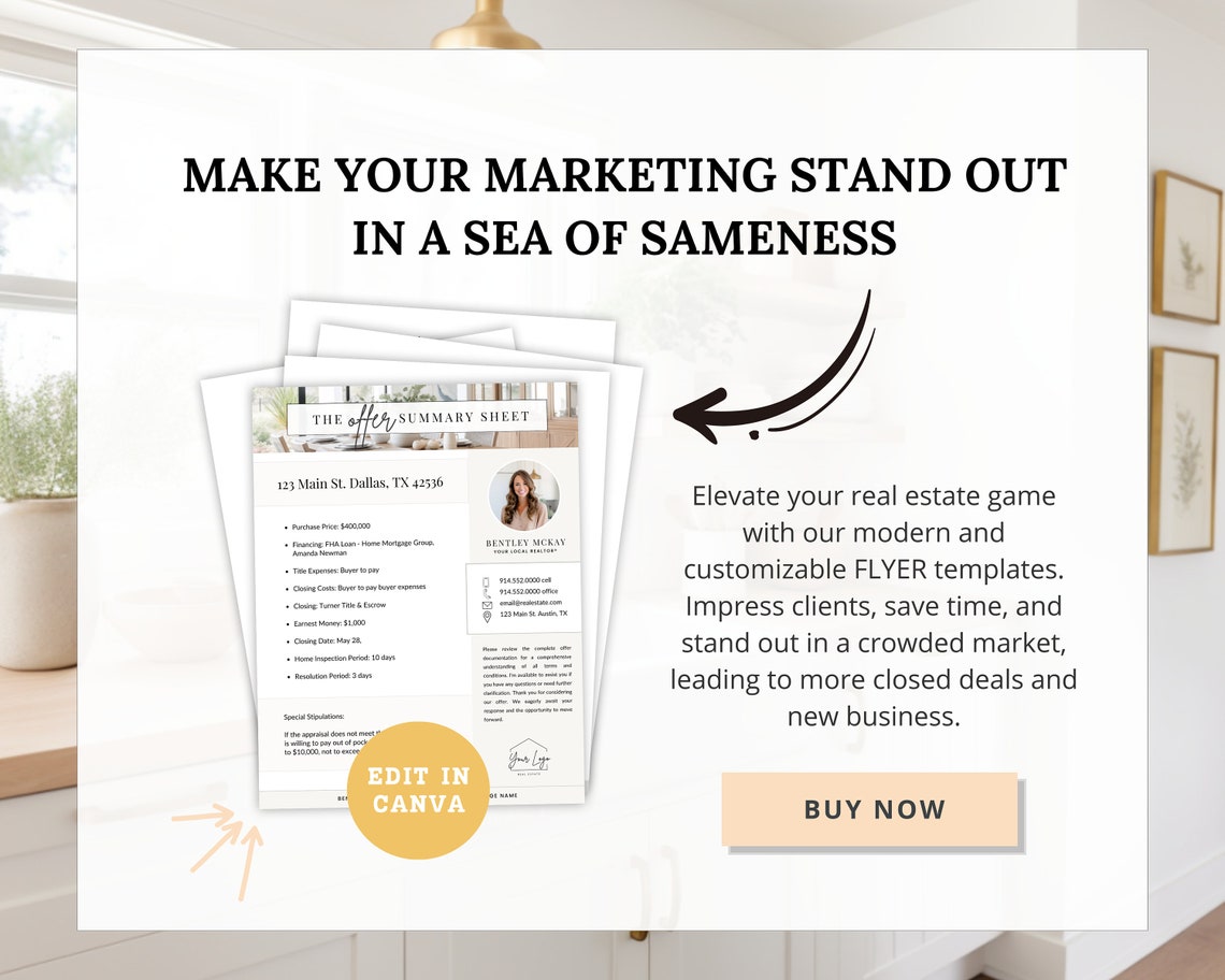 Offer Summary Cover Sheet | Real Estate Marketing | Multiple Offer ...