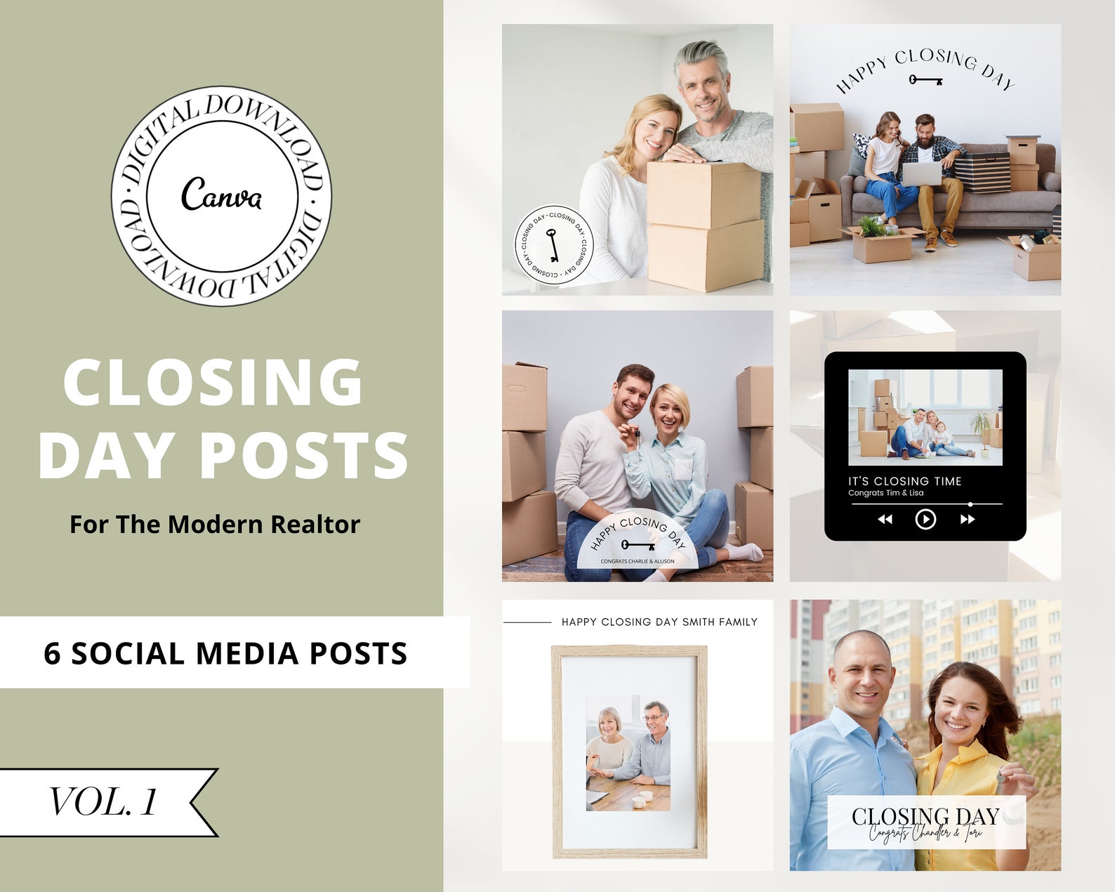 Vol 1 6 Closing Day Social Media Posts Social Media for | Etsy