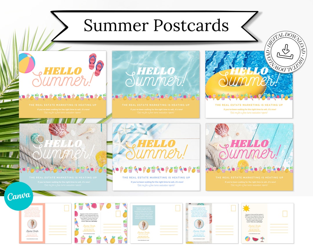 Real Estate Summer Postcard Canva Template | Summer Real Estate ...