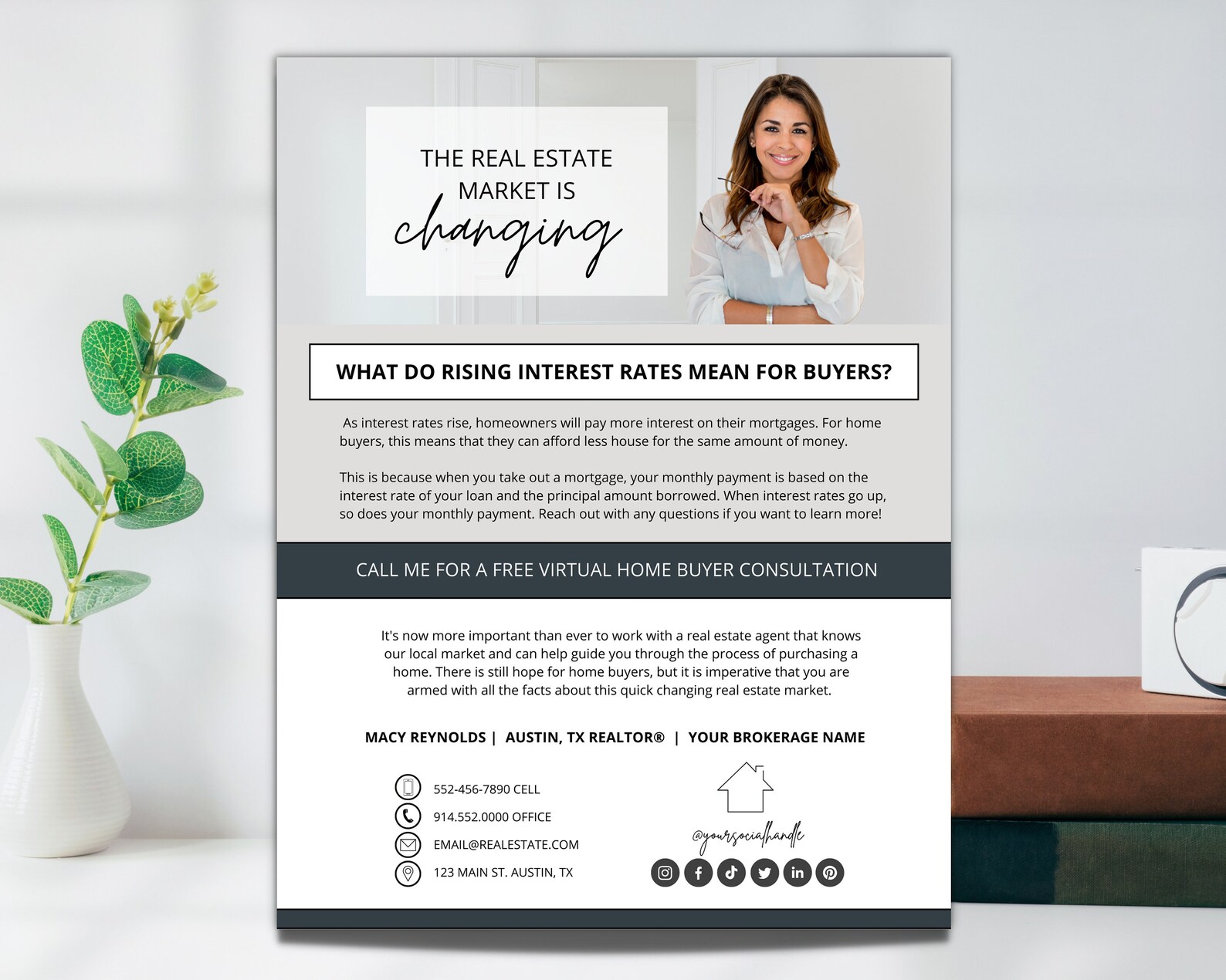 Real Estate Interest Rates Flyer | Real Estate Marketing | Canva ...