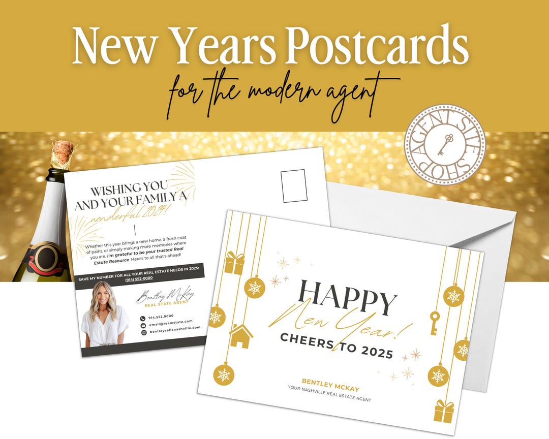 Happy New Year Real Estate Postcard | Business New Year Card | Real ...