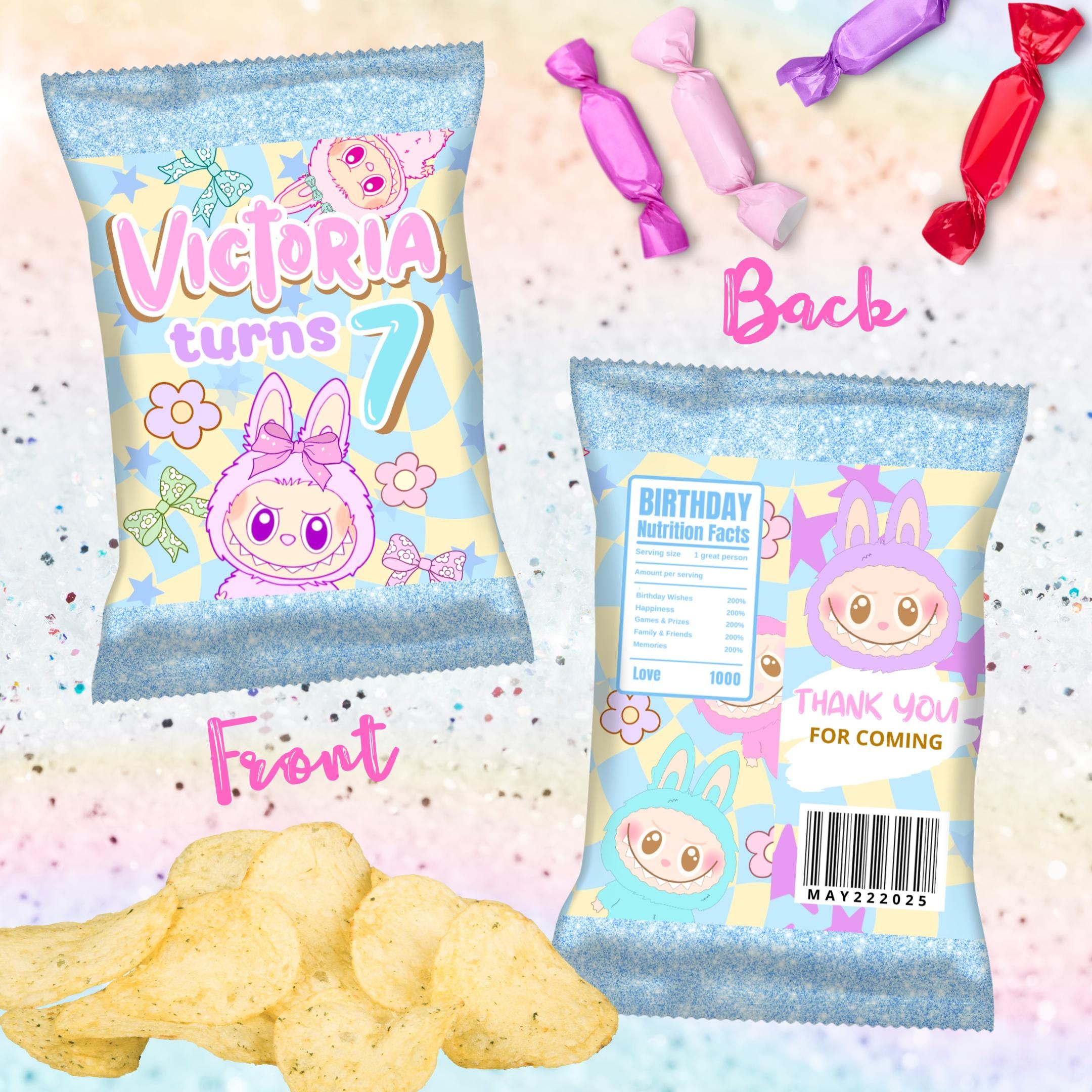 Labubu Chip Bag Template | Editable Canva Snack Bag | Digital Download ...