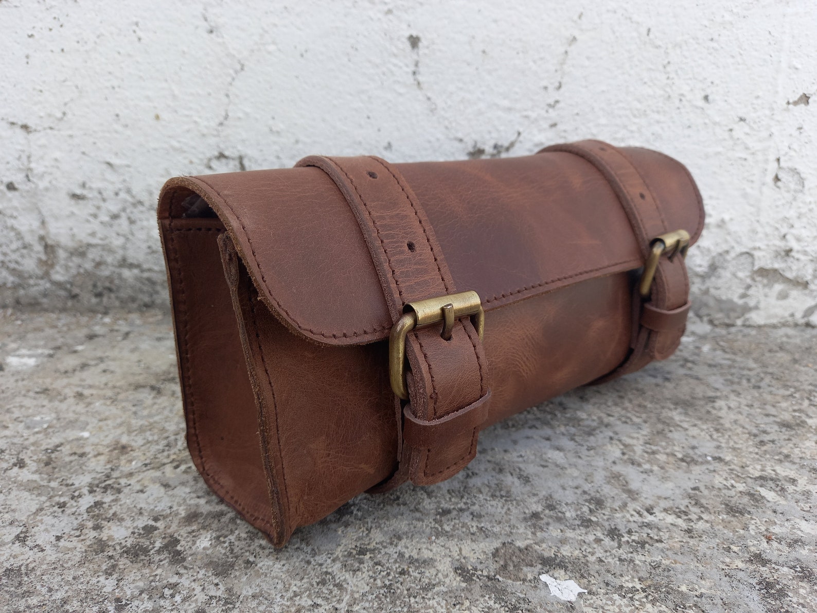 Leather Bag Motorcycle Pouch Brown Saddle Buffalo Leather Bag - Etsy