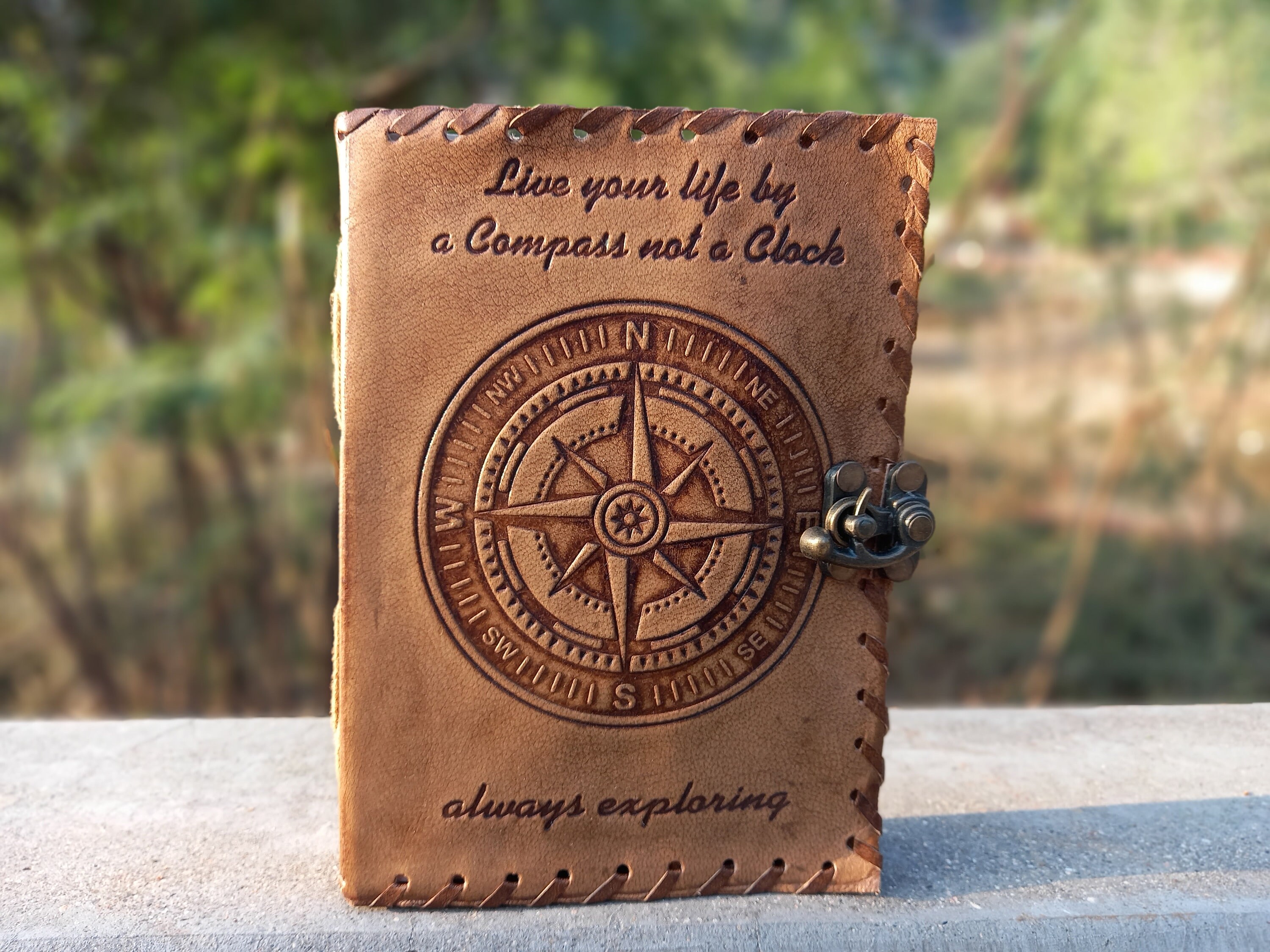 Leather Journal Compass Celtic Embossed Journal Notebook - Etsy