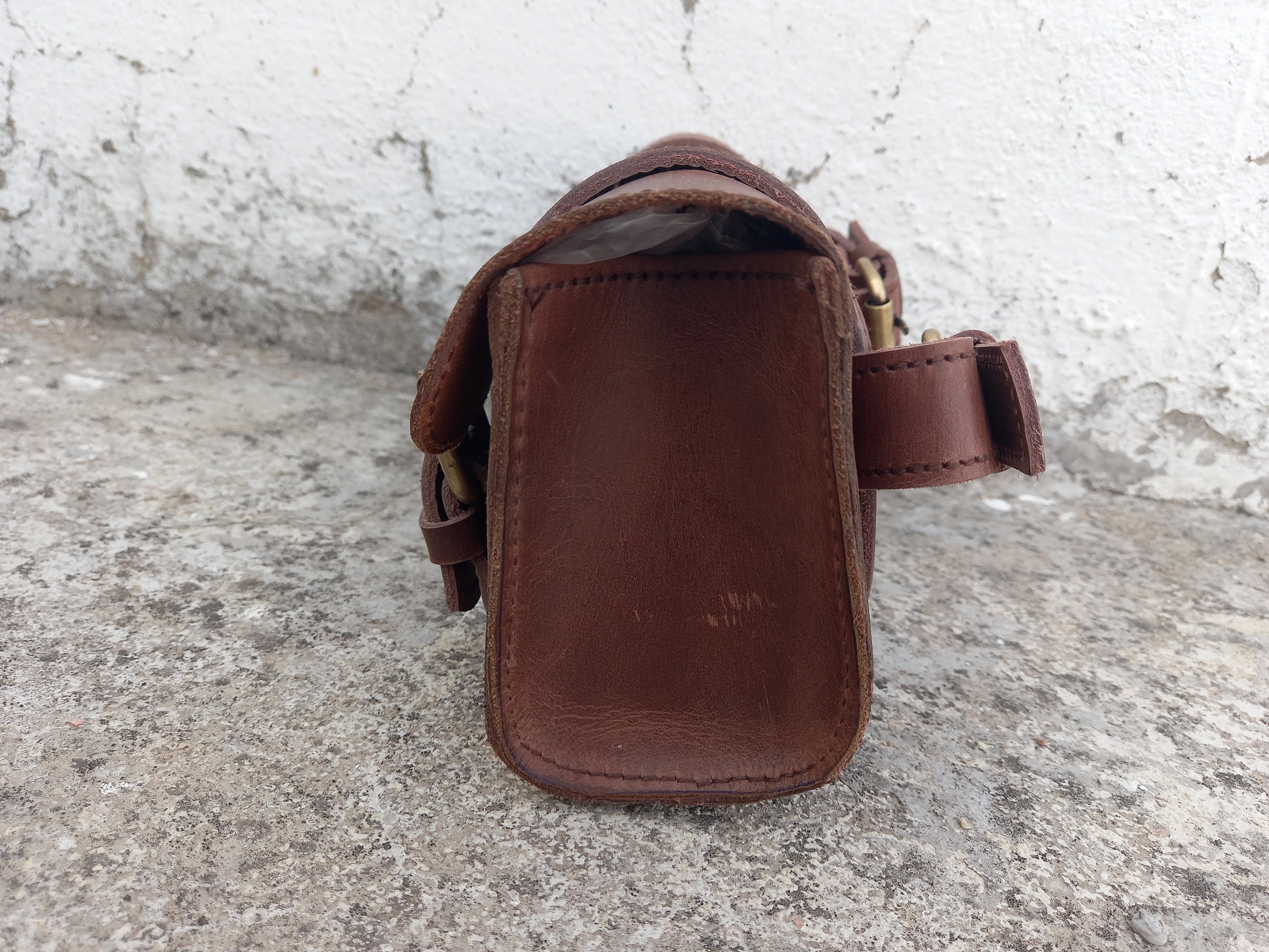 Leather Bag Motorcycle Pouch Brown Saddle Buffalo Leather Bag - Etsy