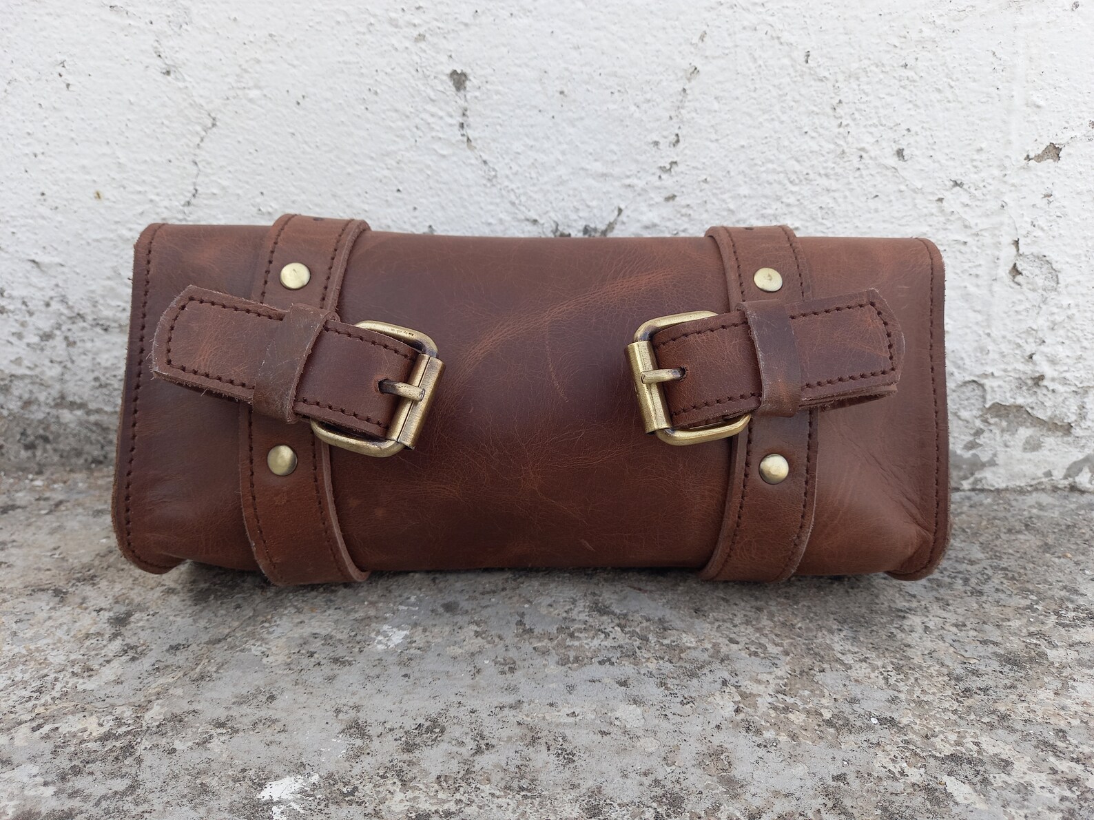 Leather Bag Motorcycle Pouch Brown Saddle Buffalo Leather Bag - Etsy