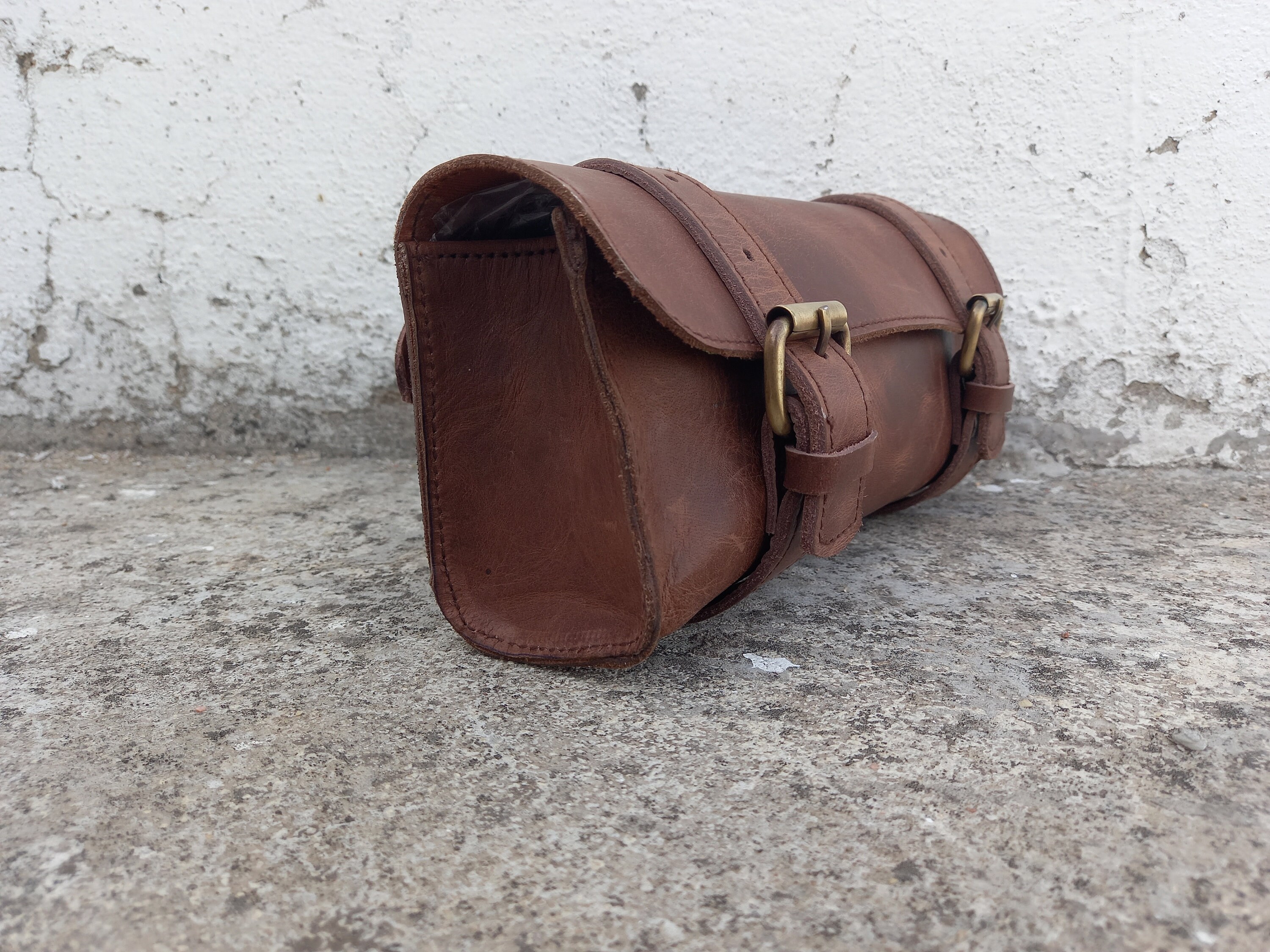 Leather Bag Motorcycle Pouch Brown Saddle Buffalo Leather Bag - Etsy