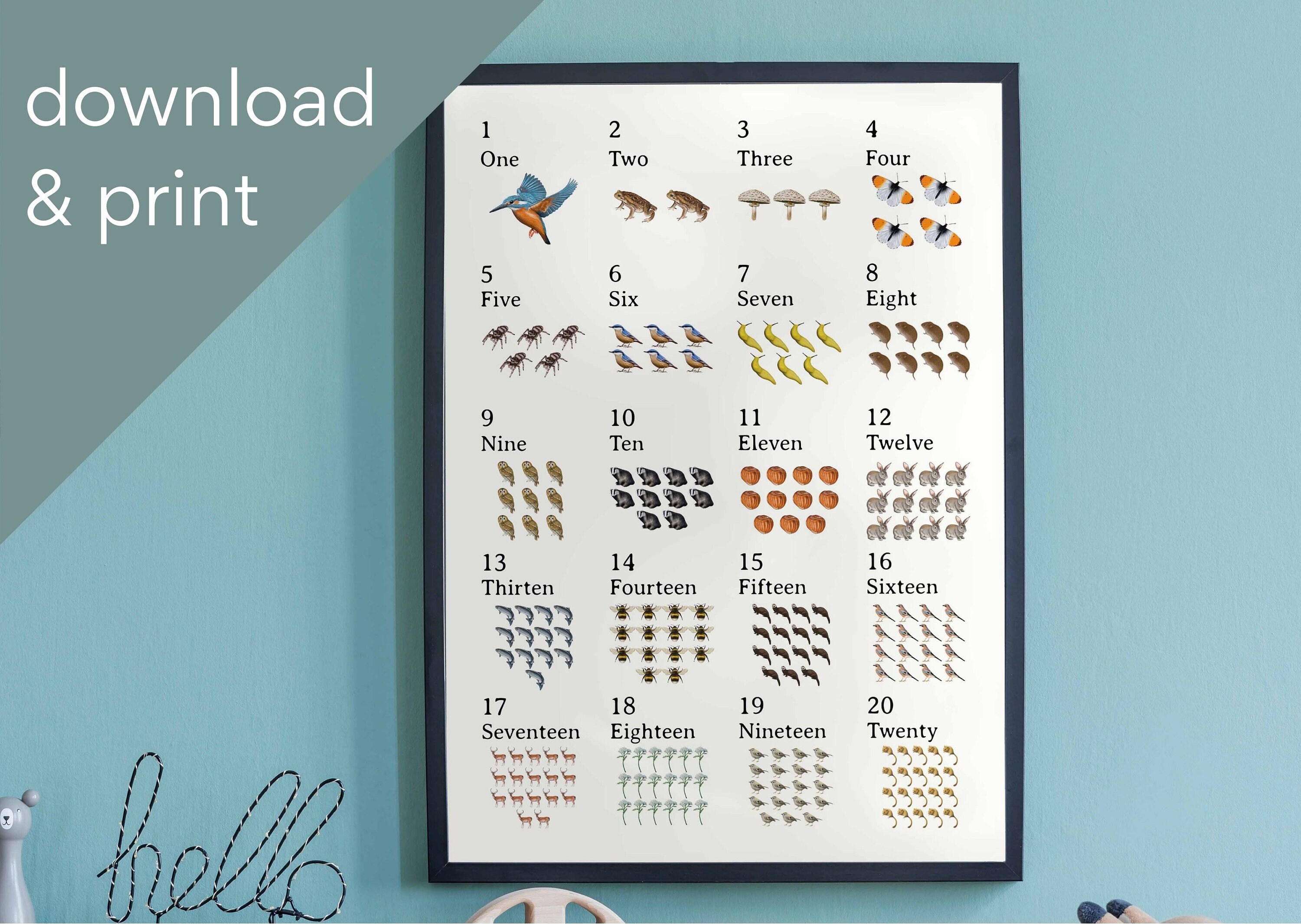 Woodland Number Chart - 1-20 (Descarga digital) - Etsy España