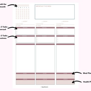 Undated Weekly Planner Printable, Weekly Schedule, Letter Size PDF ...