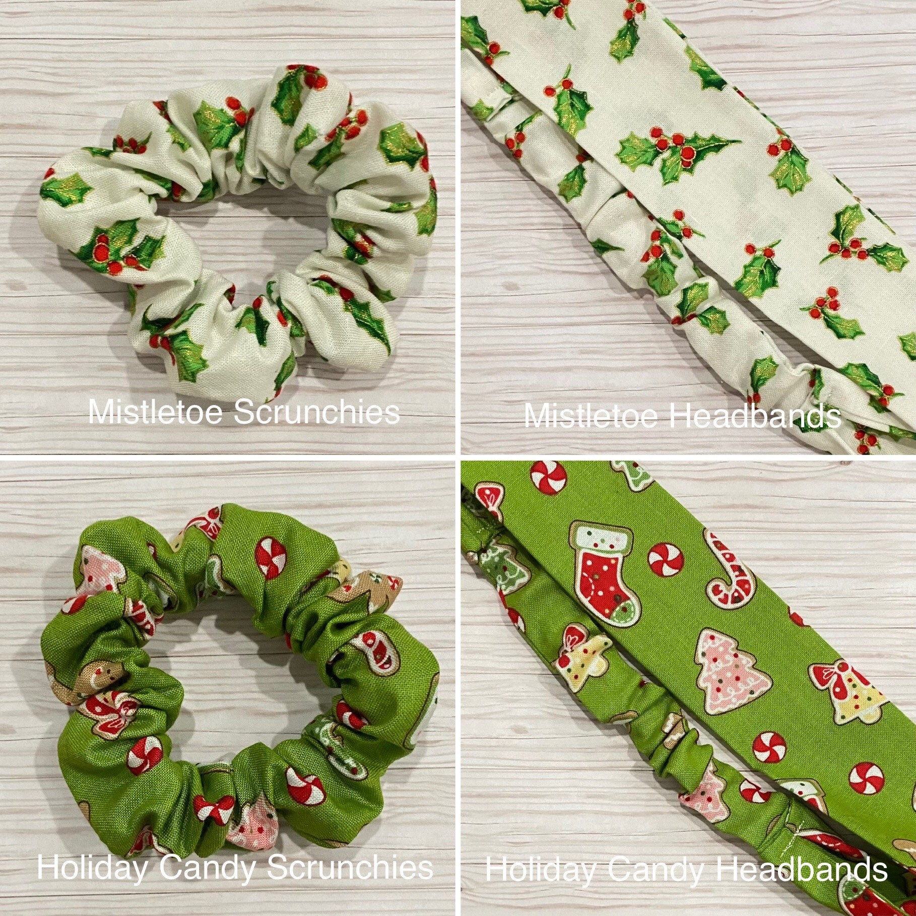 Handmade Christmas Scrunchies and Headbands - Etsy