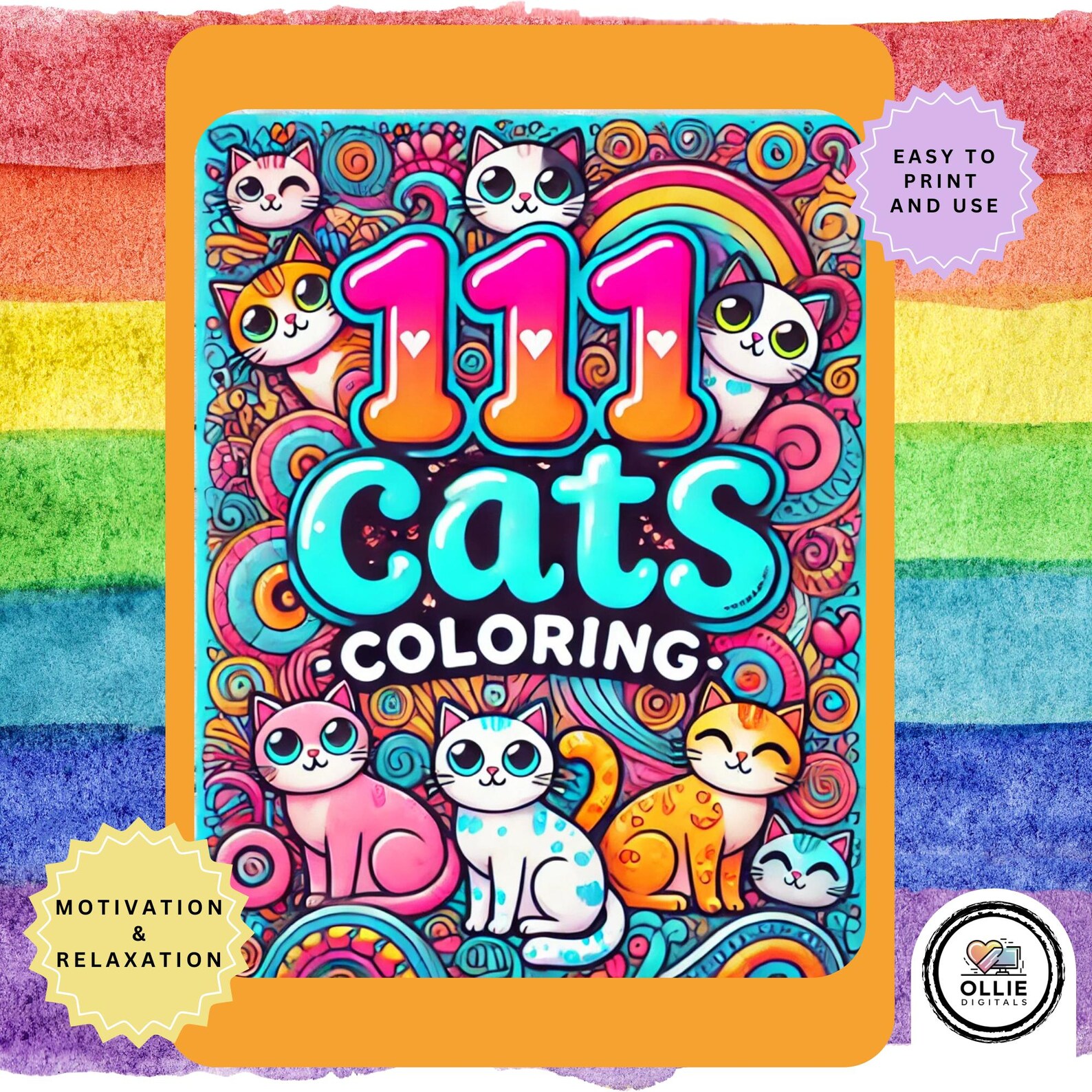 111 Cat Coloring Pages Digital Download | Fun Cat Coloring Sheet for ...