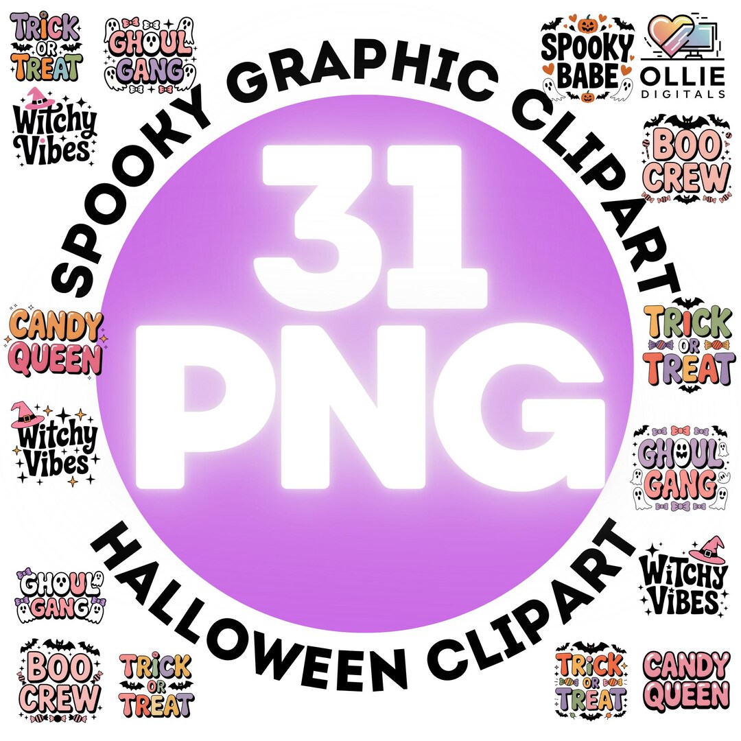Retro Halloween Clipart Set: Spooky PNG Graphics (digital Download) - Etsy
