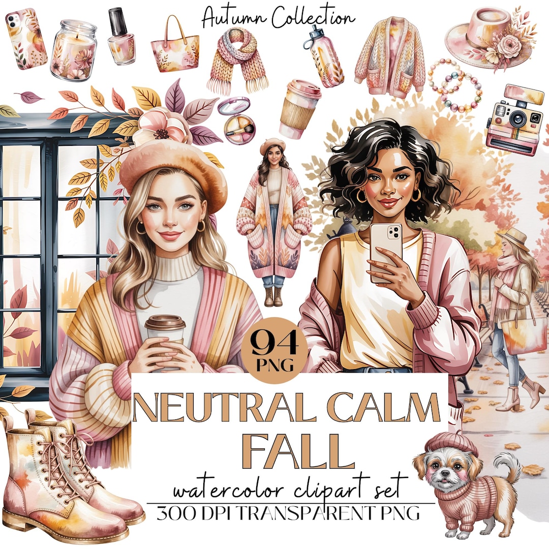 Neutral Fall Clipart Bundle: 94 Boho Autumn PNG Images - Etsy