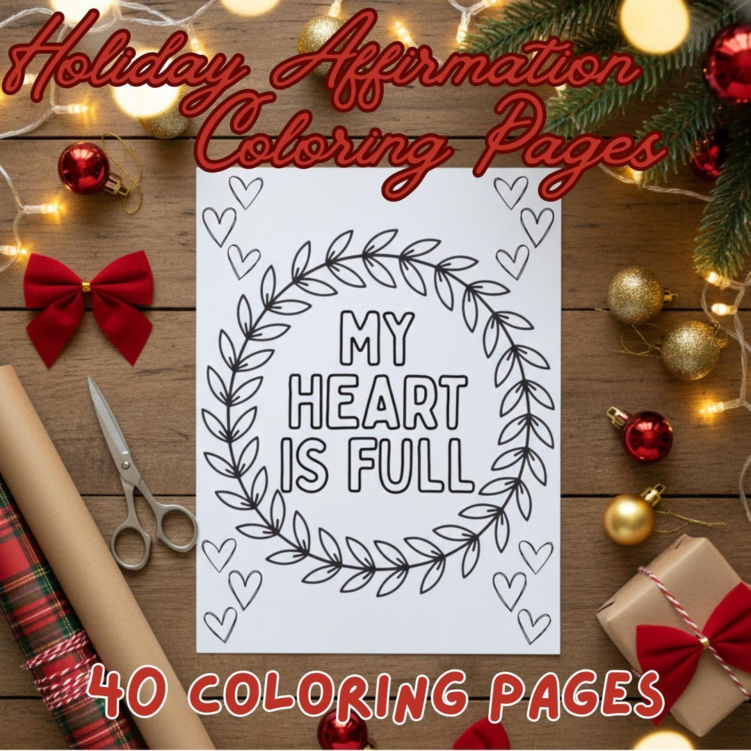 Holiday Affirmation Christmas Coloring Pages | Printable 40 Page ...
