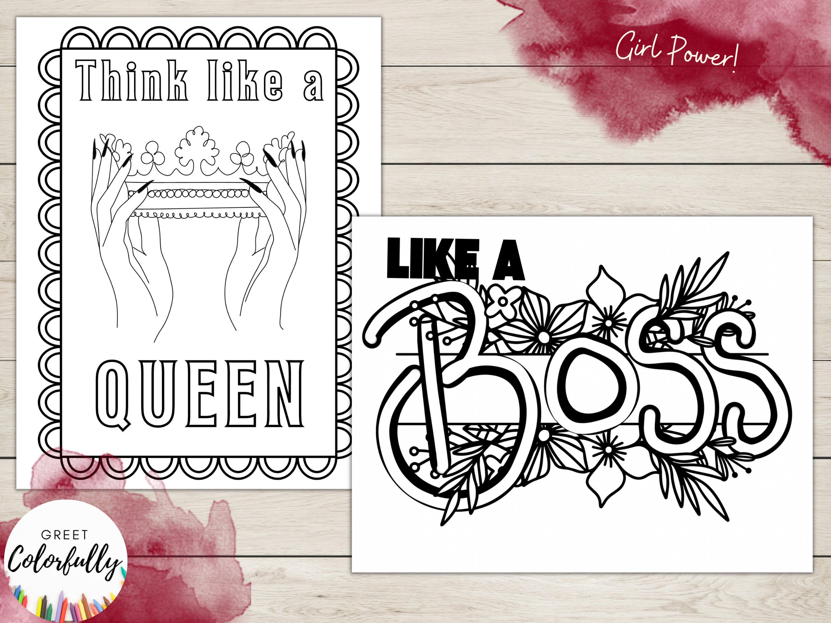 Empowering Feminine Coloring Pages for Girls and Women - Etsy