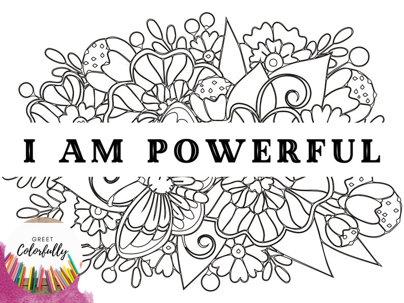 Affirmation Coloring Pages, Adult Coloring Sheets, Positive ...