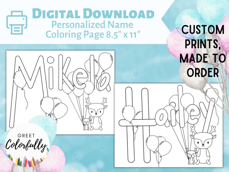 Personalized Coloring Page, Custom Name Coloring, Kids Birt,hday ...