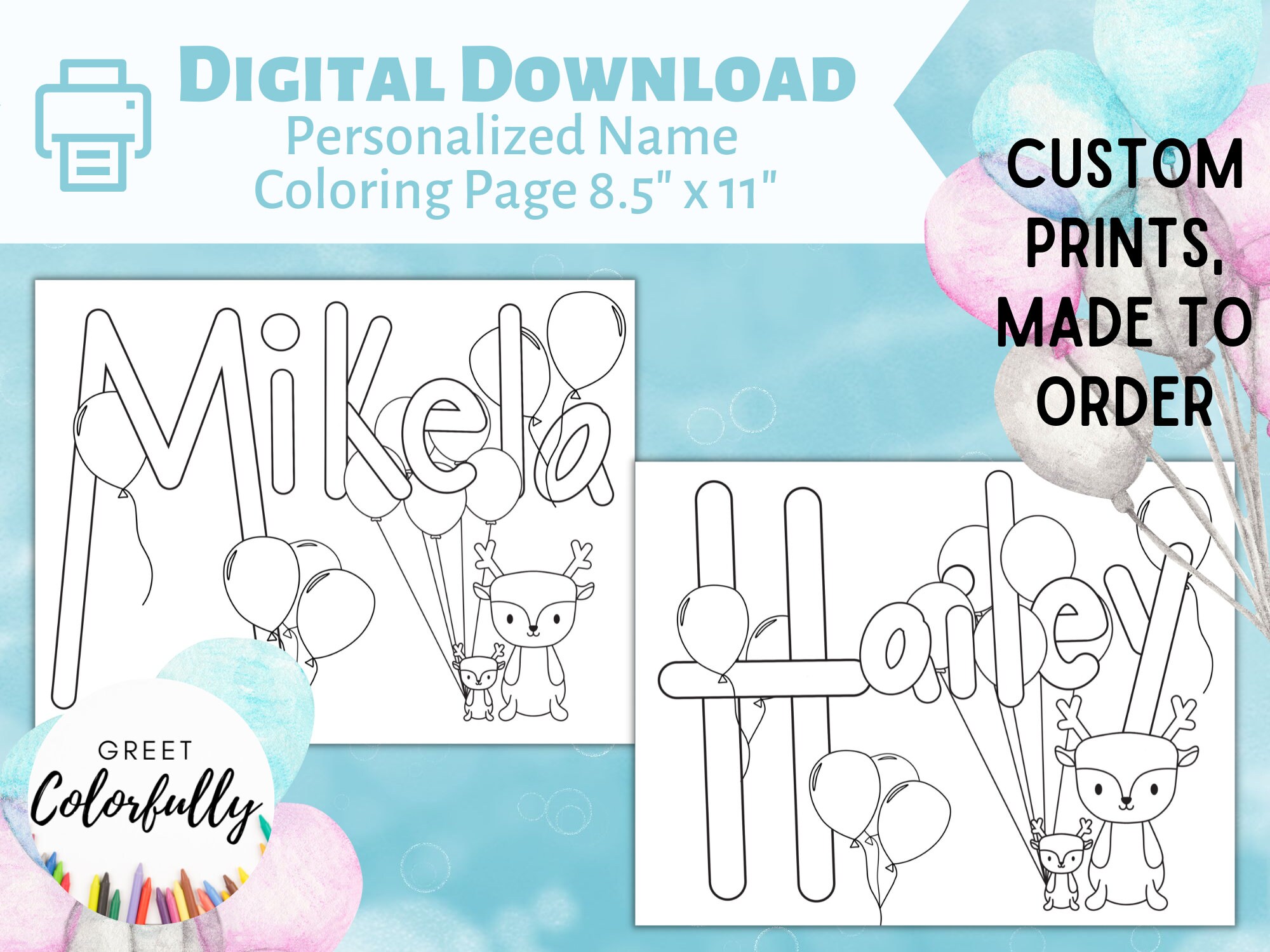 Personalized Coloring Page, Custom Name Coloring, Kids Birt,hday ...
