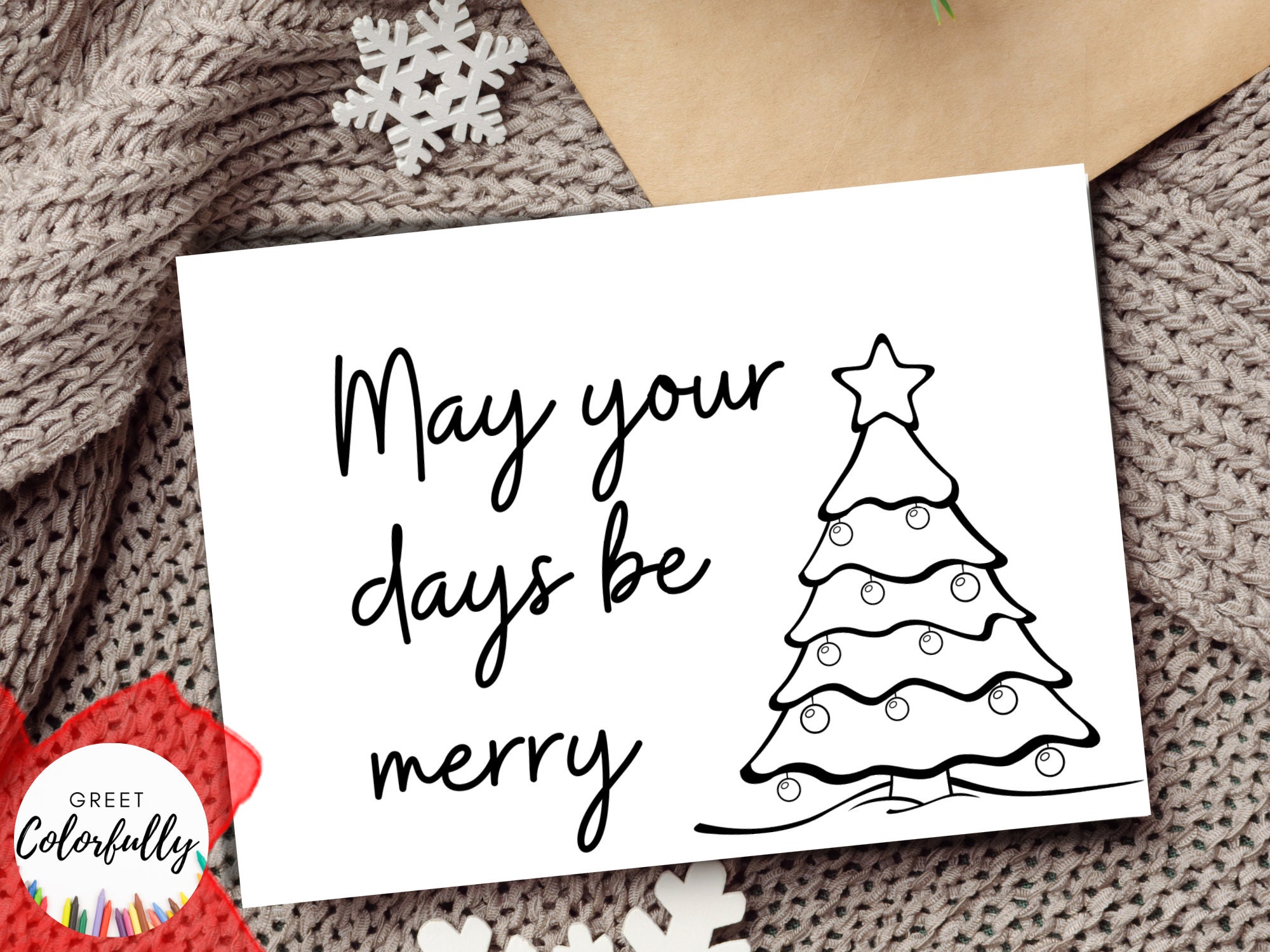 Christmas Cards, Holiday Coloring Cards, Color Your Own Greeting Cards ...