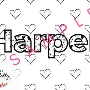 Personalized Coloring Page, Heart Coloring, Custom Name Coloring, Hand ...