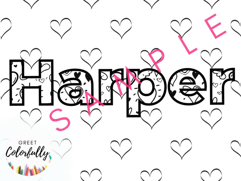 Personalized Coloring Page Heart Coloring Custom Name - Etsy