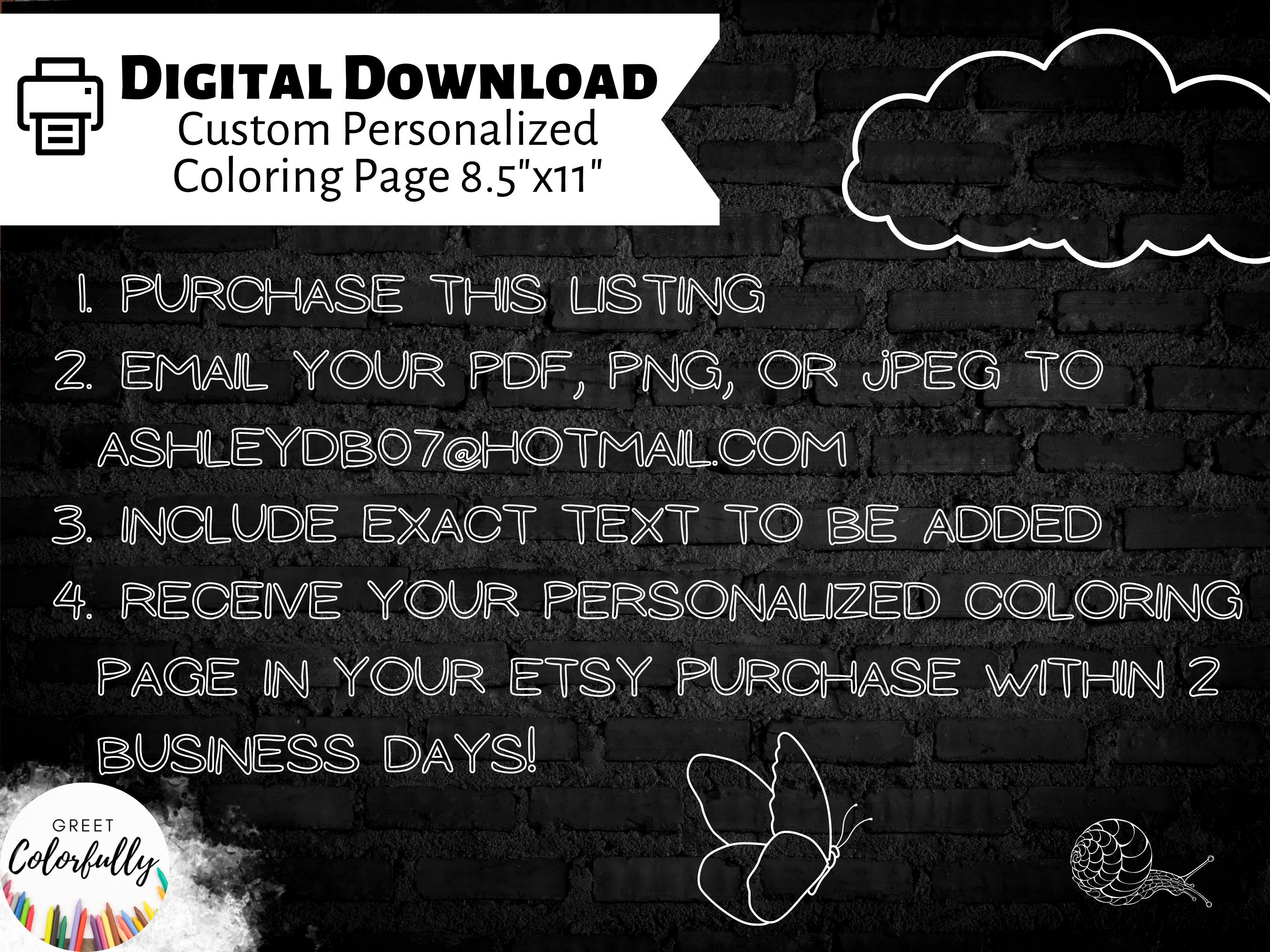Custom Coloring Page, Personalized Coloring Sheet, Made to Order, Adult ...