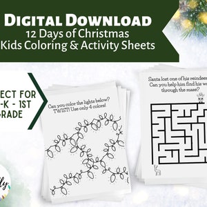 Christmas Coloring Pages, Kids Christmas Activities, 12 Days of ...