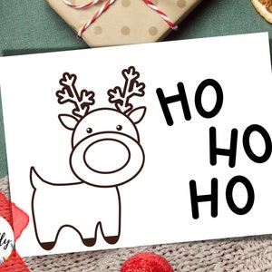 Christmas Card, Printable Coloring Card, Color Your Own Greeting Card ...