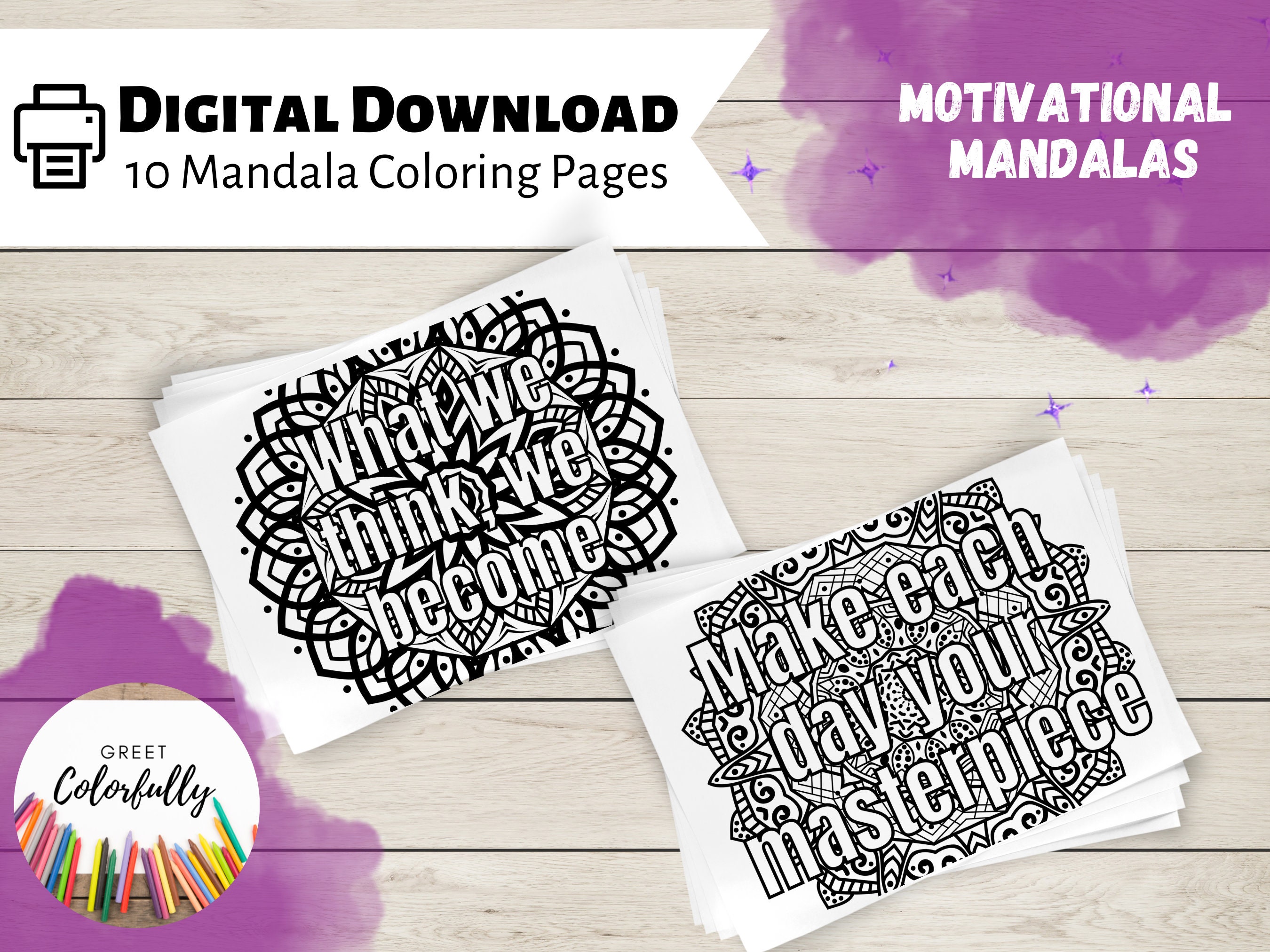 Mandala Coloring Pages With Motivational Quotes, Printable Adult ...