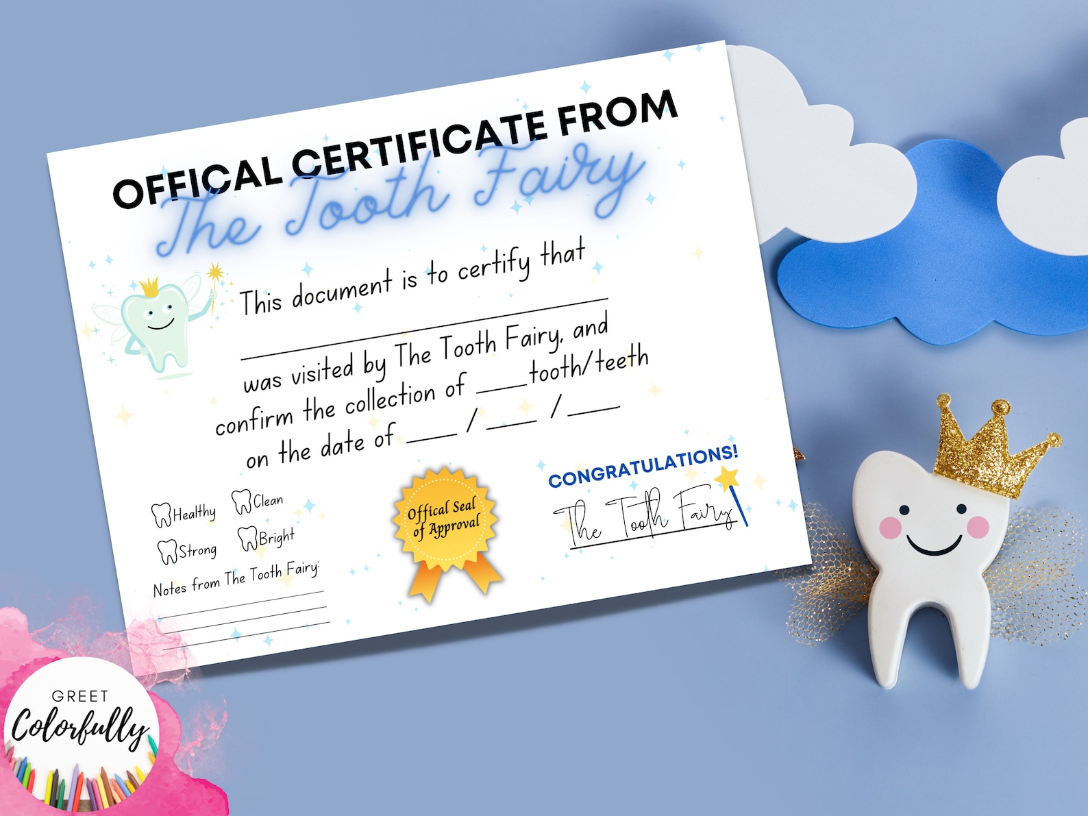 Tooth Fairy Letter, Tooth Fairy Certificate for Boy or Girl, Kids Tooth ...