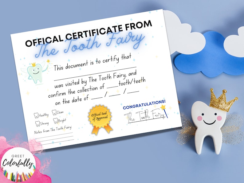 Tooth Fairy Letter, Tooth Fairy Certificate for Boy or Girl, Kids Tooth ...
