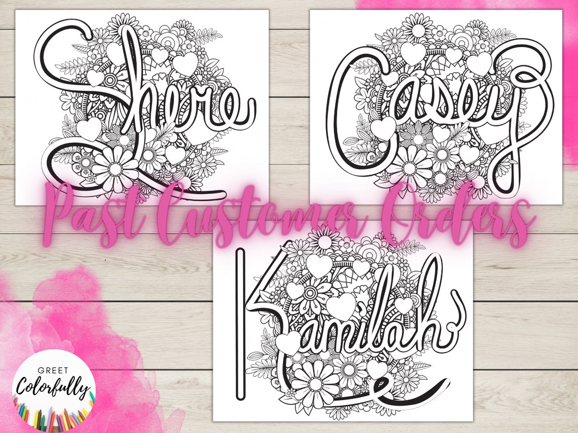 Personalized Coloring Sheet, Custom Name Coloring Page, Hand Drawn Name ...