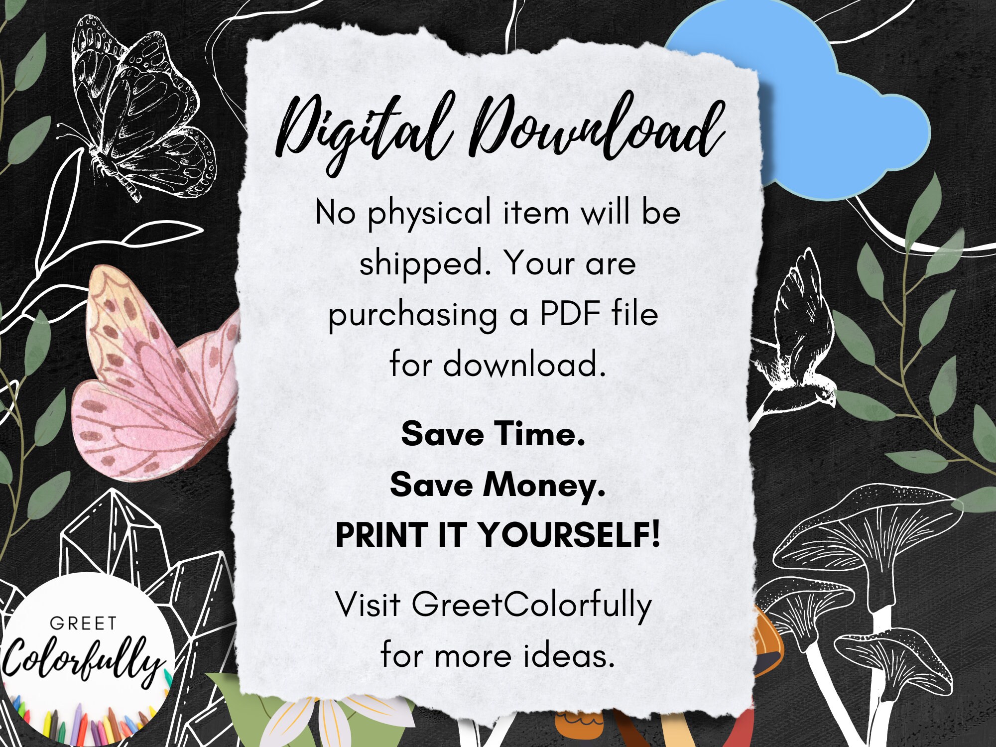 Christmas Card, Printable Coloring Card, Color Your Own Greeting Card ...