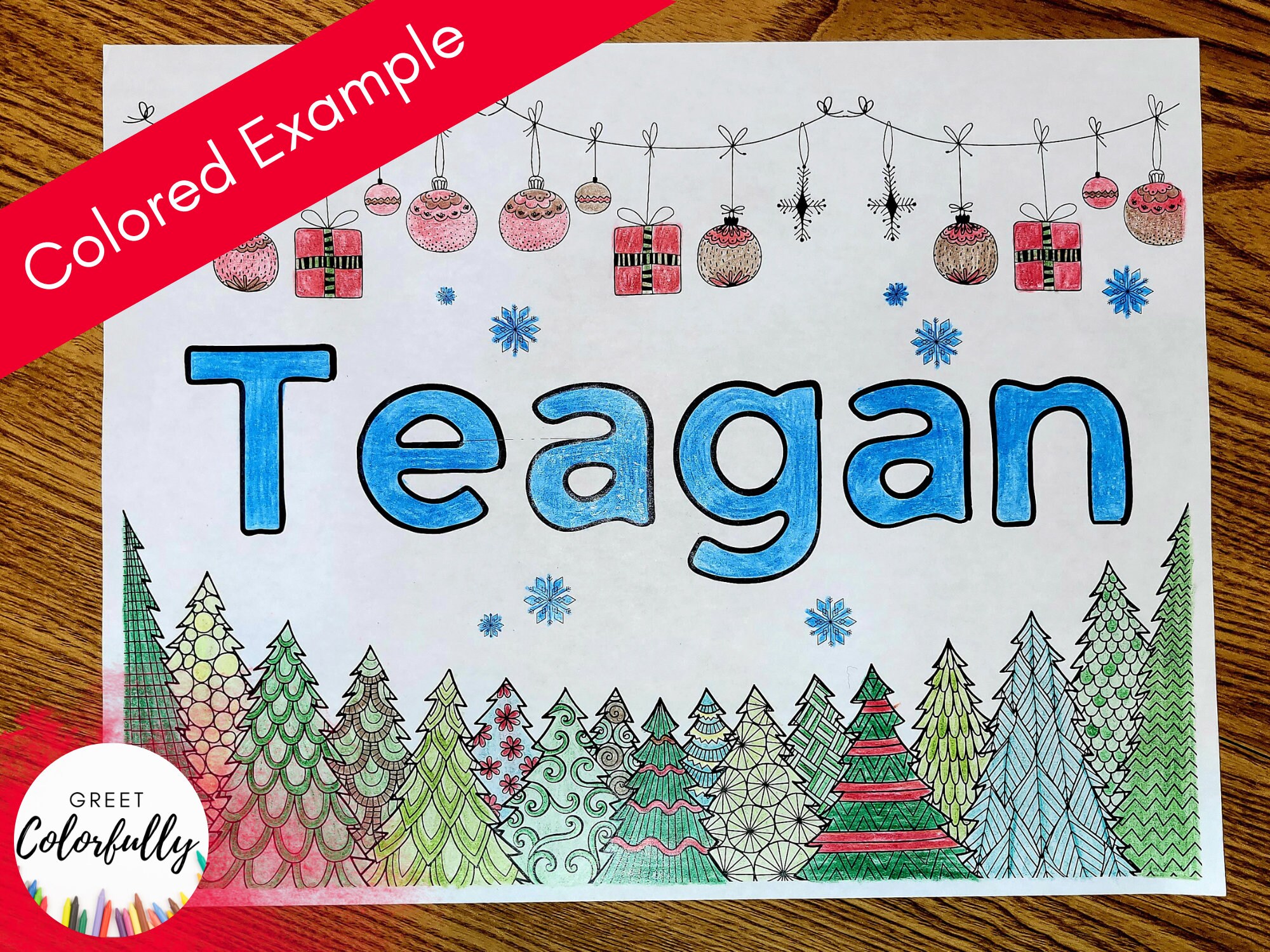 Personalized Christmas Coloring Page, Kids Coloring Sheet, Personalized ...