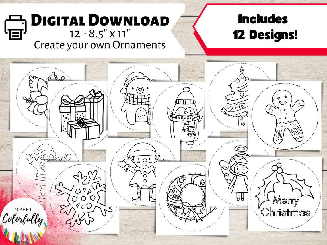 Color Your Own Christmas Ornament DIY Holiday Decoration - Etsy