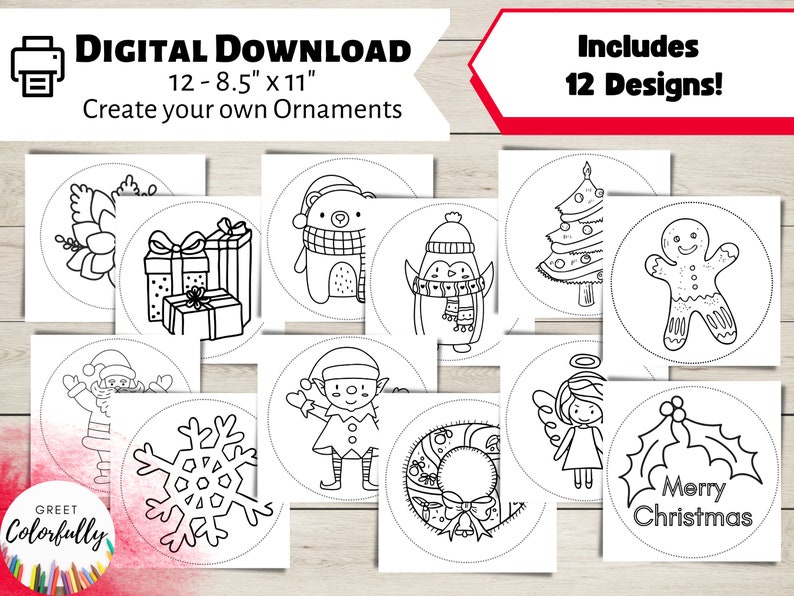 Color Your Own Christmas Ornament DIY Holiday Decoration - Etsy