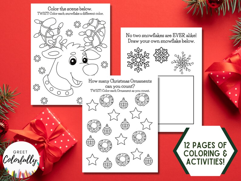 Christmas Coloring Pages, Kids Christmas Activities, 12 Days of ...