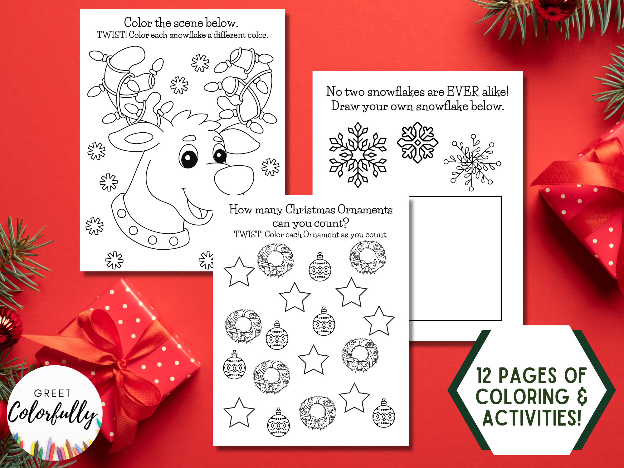 Christmas Coloring Pages, Kids Christmas Activities, 12 Days of ...