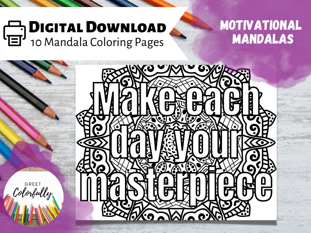 Mandala Coloring Pages With Motivational Quotes, Printable Adult ...