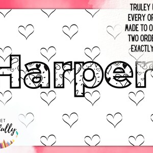 Personalized Coloring Page, Heart Coloring, Custom Name Coloring, Hand ...