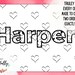 Personalized Coloring Page, Heart Coloring, Custom Name Coloring, Hand ...