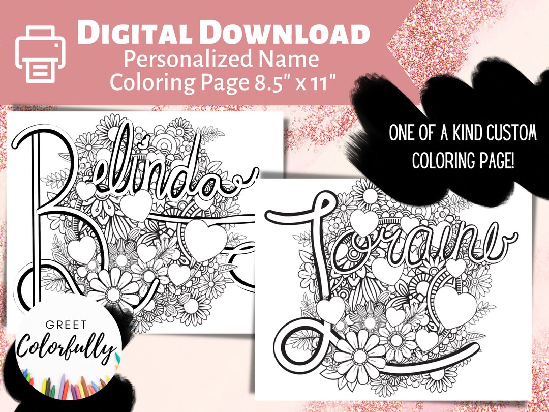 Personalized Coloring Sheet, Custom Name Coloring Page, Hand Drawn Name ...