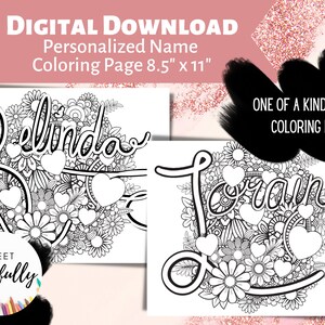 Personalized Coloring Sheet, Custom Name Coloring Page, Hand Drawn Name ...